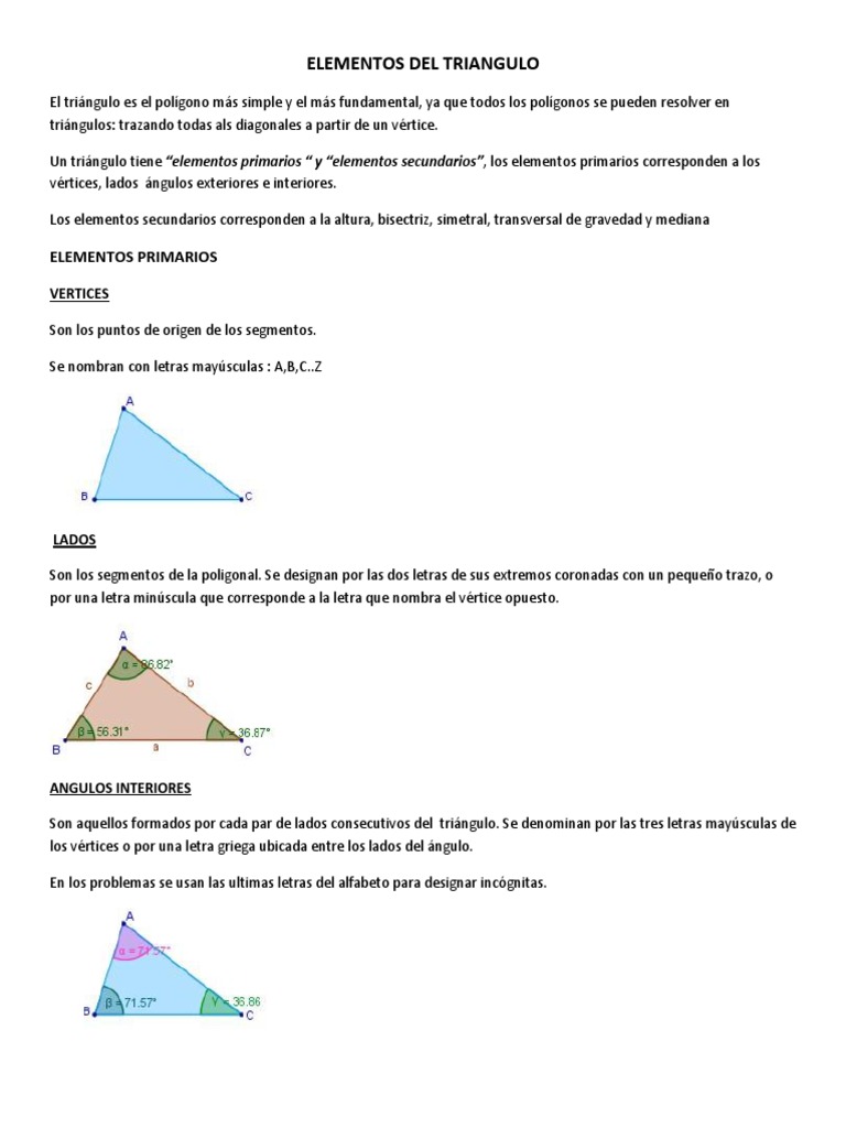 Elementos Del Triangulo | PDF | Triángulo | Geometría triangular