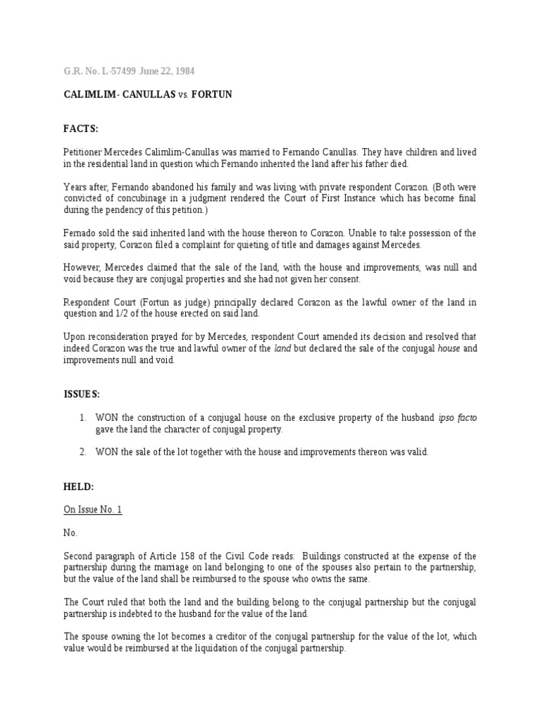 Calimlim-Canullas V Fortun CASE DIGEST | PDF | Government Information ...