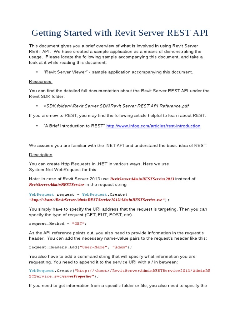 Getting Started With Revit Server REST API | PDF | Application Programming Interface ...