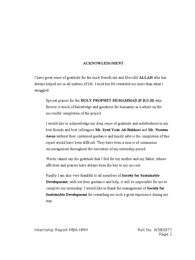 Internship Report MBA - Updated | PDF | Human Resource Management ...