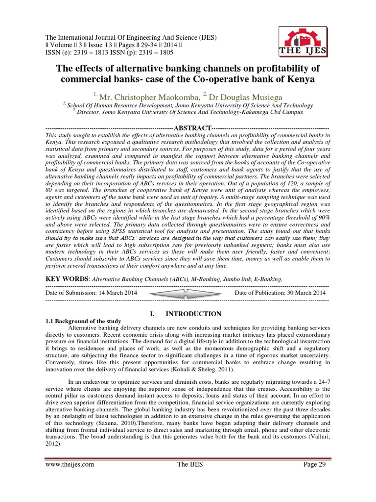 The Effects of Alternative Banking Channels On Profitability of ...