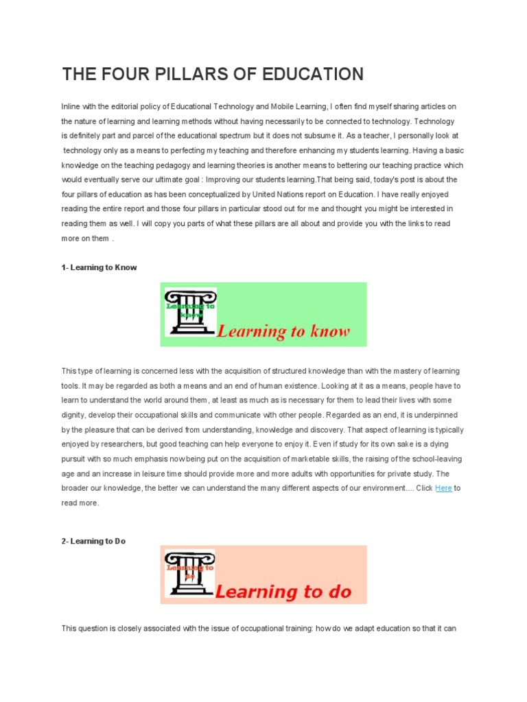 The Four Pillars of Education | PDF | Educational Technology | Learning
