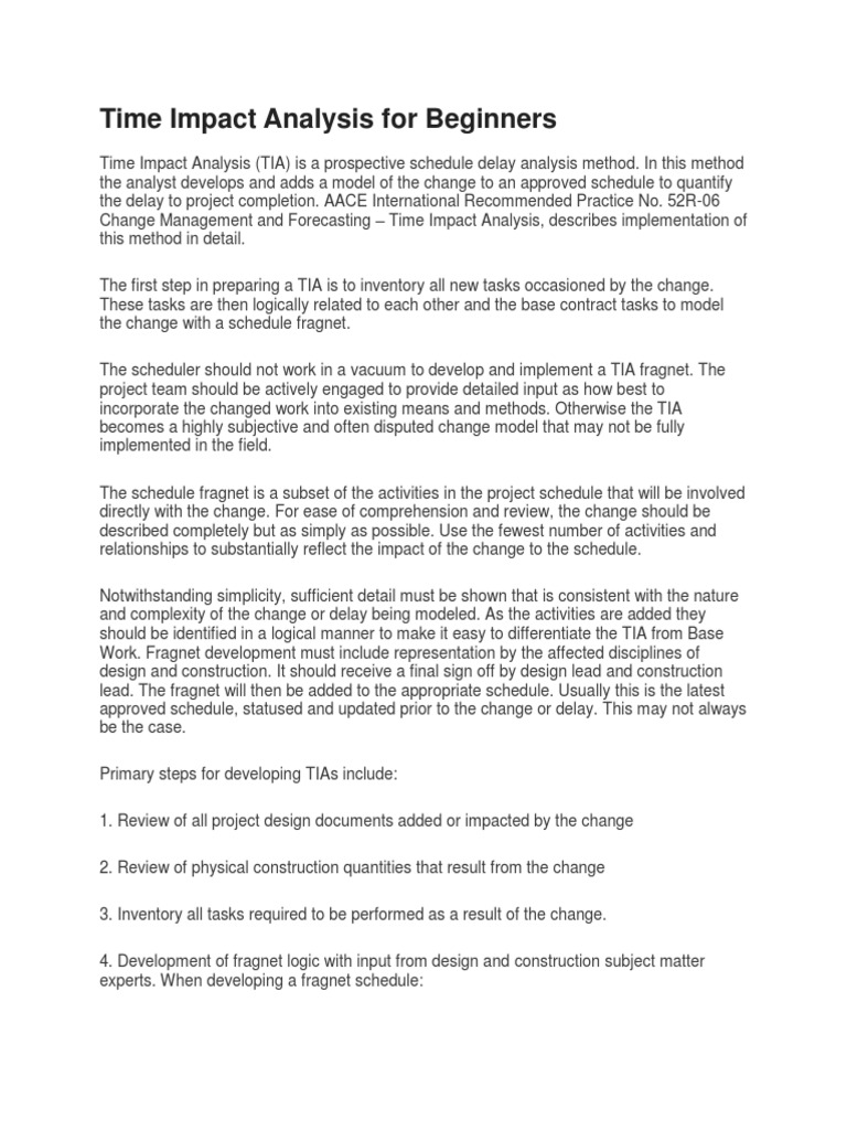 Time Impact Analysis For Beginners | PDF | Systems Theory | Systems Science