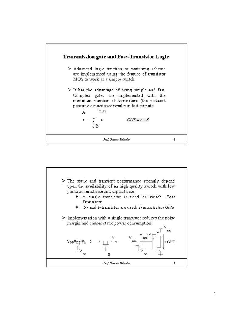Transmission Gate and Pass-Transistor Logic | PDF | Mosfet | Electronic ...