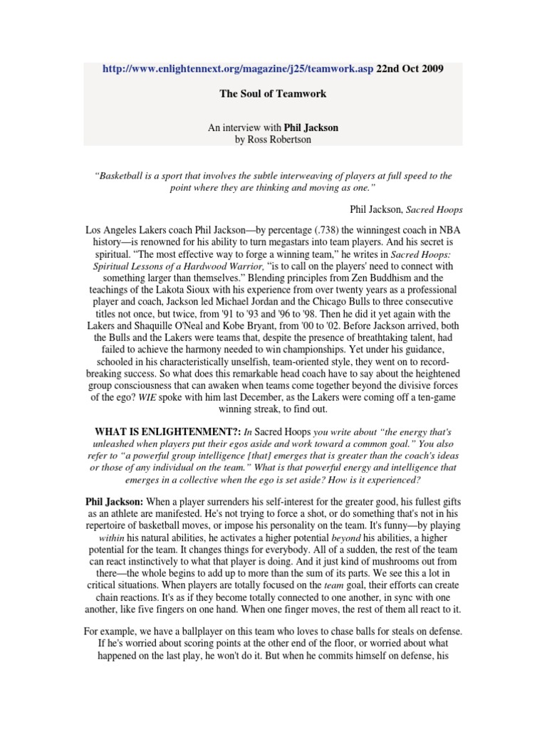 Coaching Philosophy of Phil Jackson | PDF | Los Angeles Lakers ...