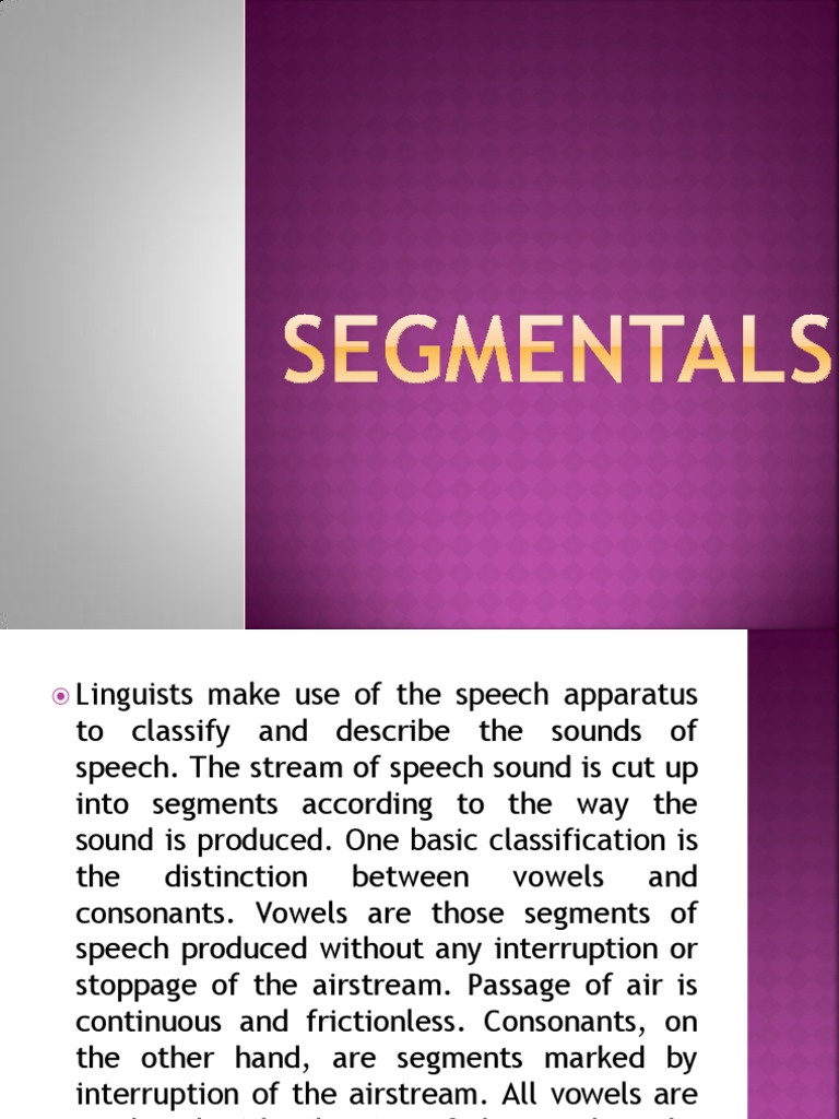 Segmentals | PDF | Consonant | Vowel