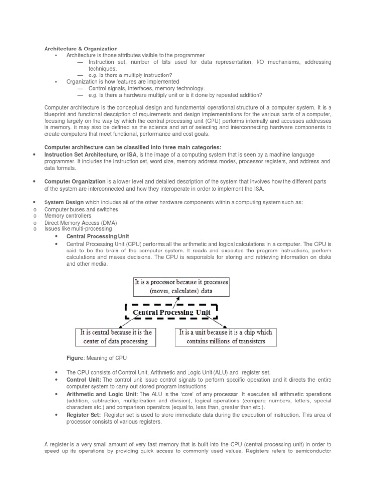 Computer Architecture & Organization - Control Unit ALU Register Set ...