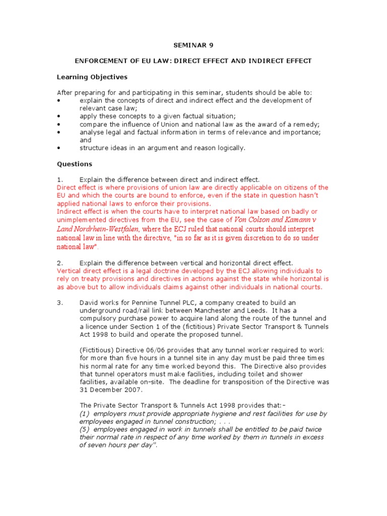 Direct And Indirect Effect Eu Law Pdf Virtue Public Sphere