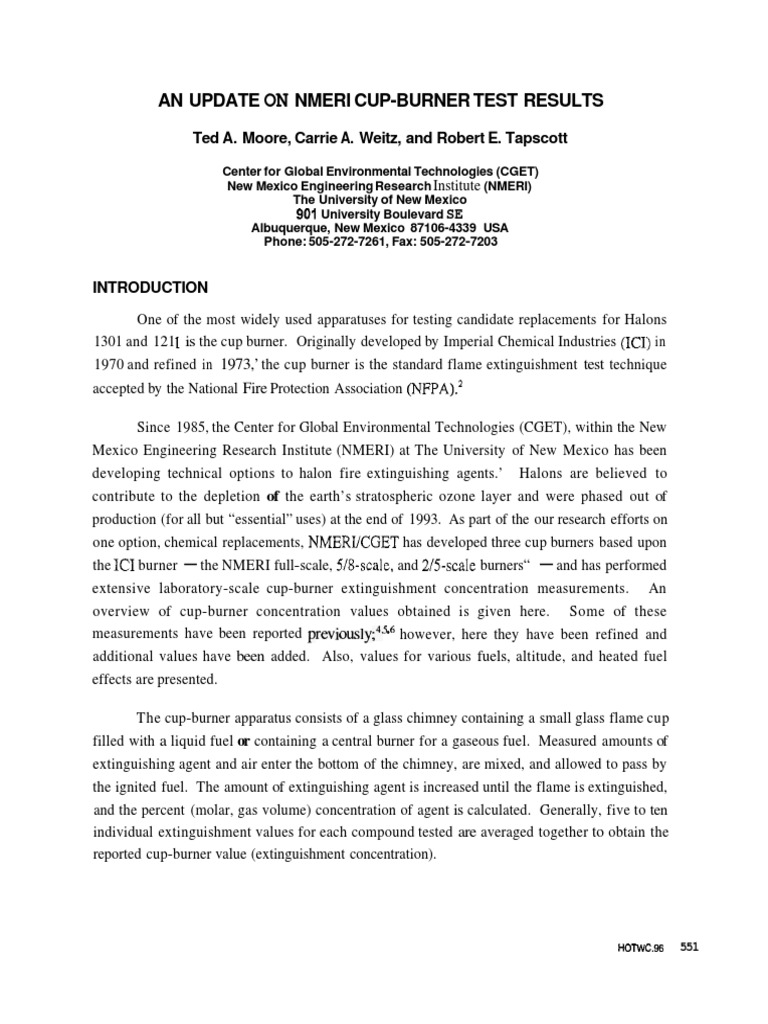 An Update On Cup-Burner Tests | PDF | Flow Measurement | Gases
