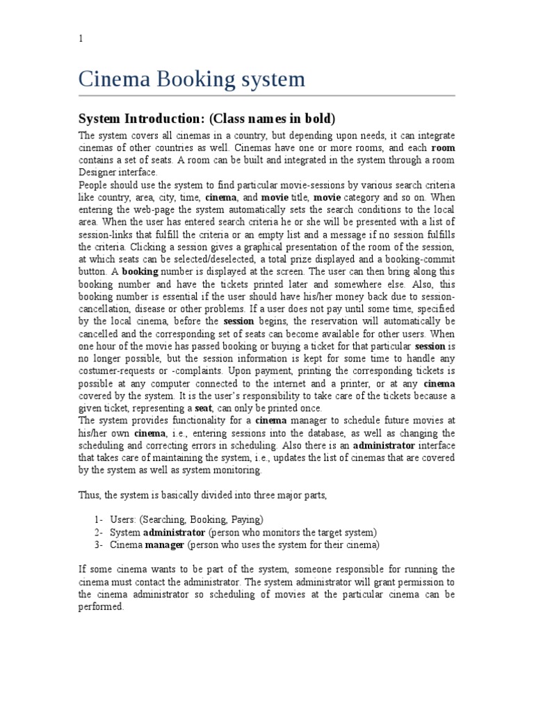 Cinema Booking System Revisited. | PDF