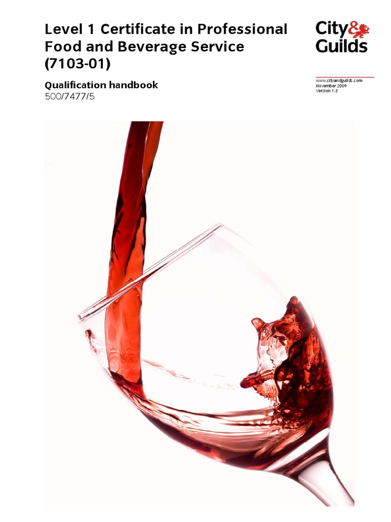 Food and Beverage Service Qual Handbook v1.3 - Nov 09 | PDF