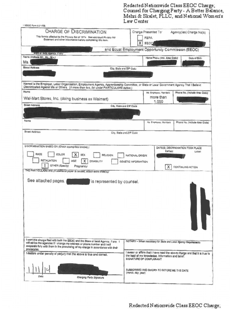 Redacted Nationwide Class EEOC Charge | Download Free PDF | Equal ...