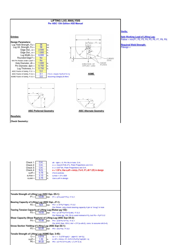 Lifting Lug Design Analysis Report | PDF | Technology & Engineering