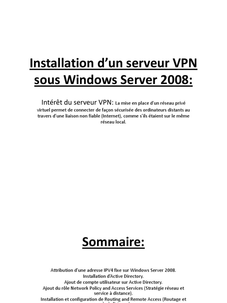 Installation Dun Serveur VPN Sous Windows Server 2008 | PDF | Windows ...