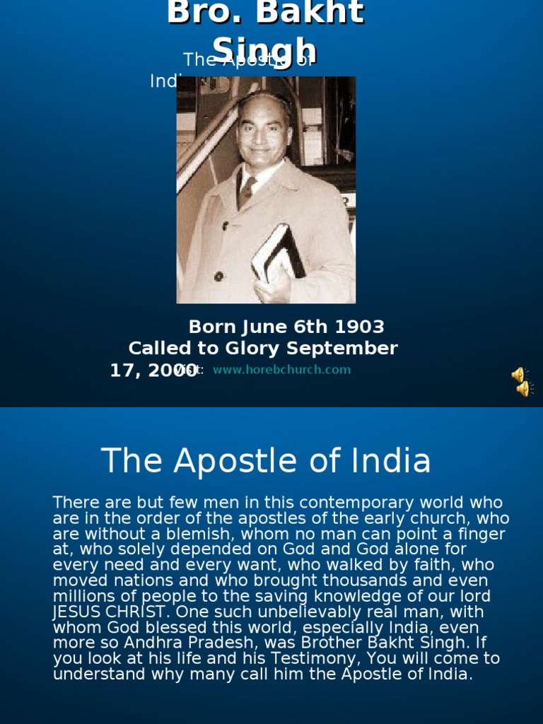 Bro. Bakht Singh The Apostle of | PDF | Monotheistic Religions ...