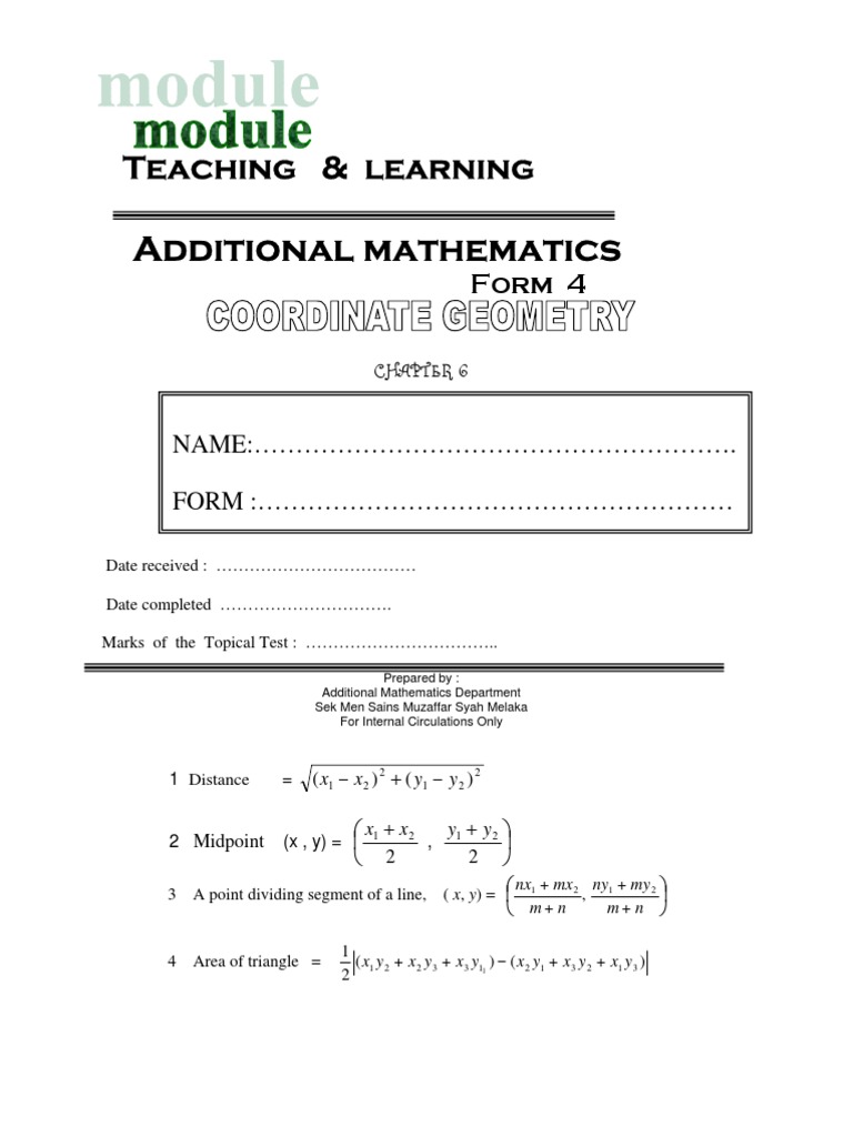 Add Math Coordinate Geometry | PDF | Line (Geometry) | Area