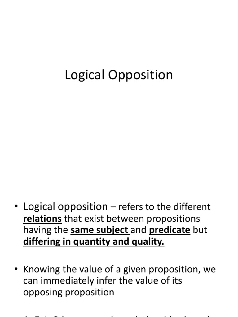 Logical Opposition and Reasoning and Interference | PDF | Reason ...
