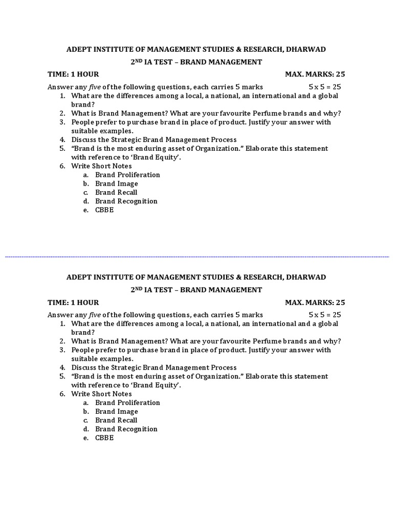 Brand Management Test Questions | PDF