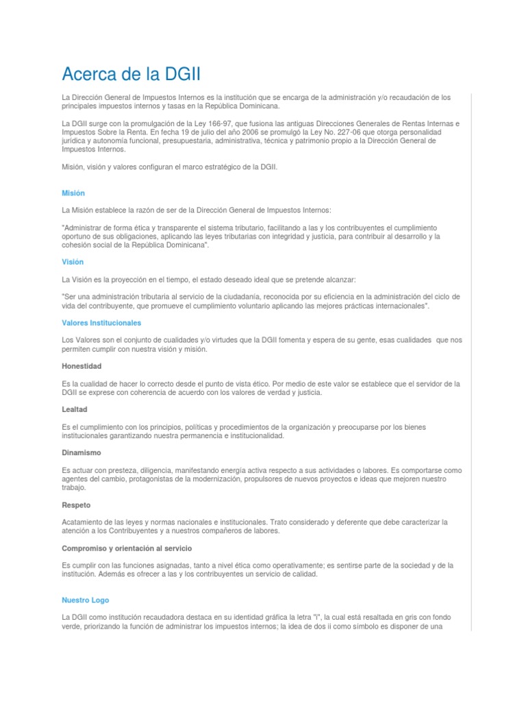 Acerca de La DGII | PDF | Impuesto sobre la renta | Impuestos
