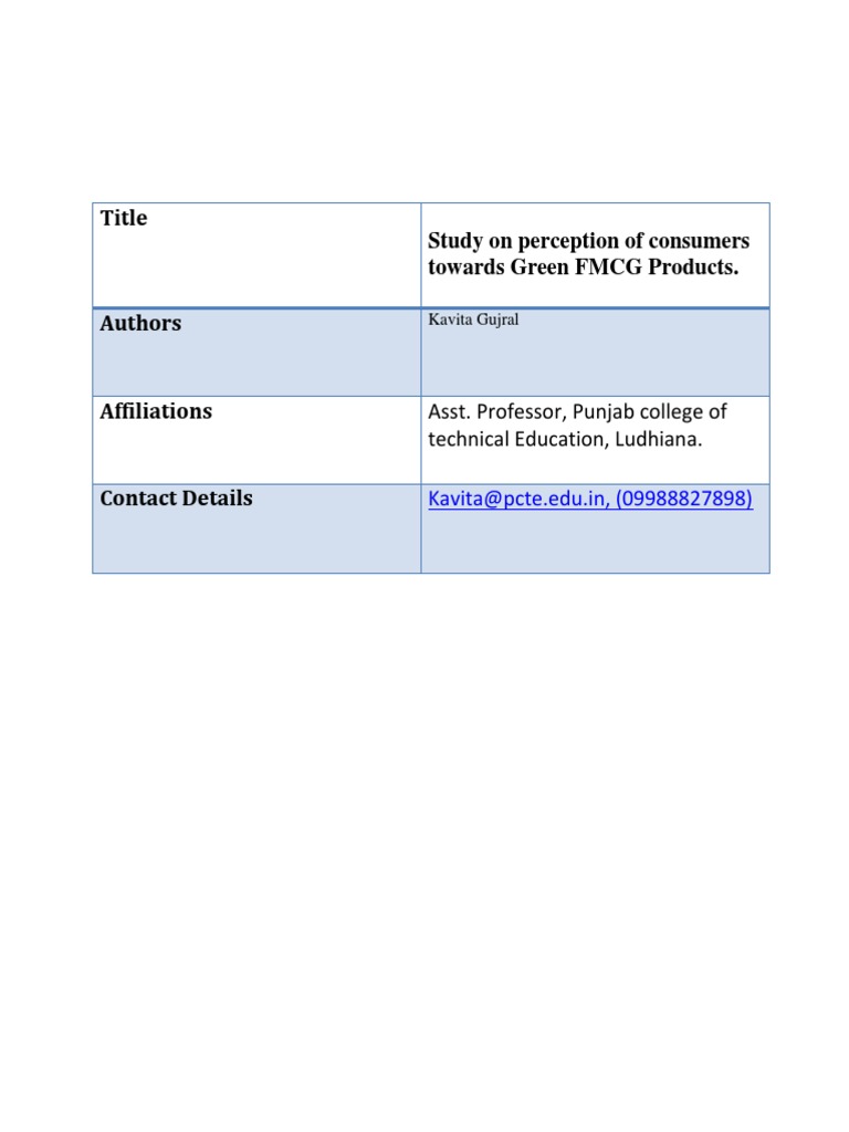 Green Marketing FMCG Products | PDF | Environmentalism | Sampling ...