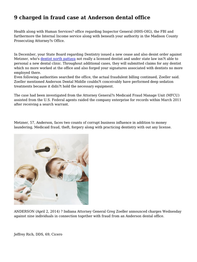 9 Charged in Fraud Case at Anderson Dental Office | PDF | Medicaid ...
