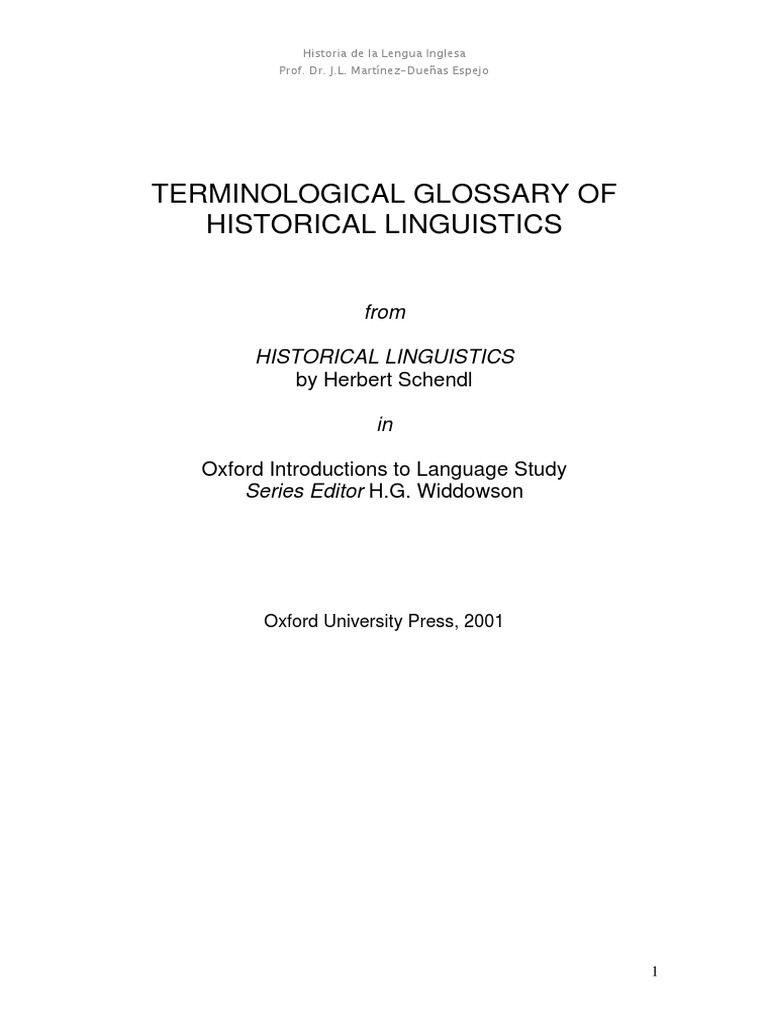 Schendl Historical Linguistics Glossary | PDF | Word | Morphology ...