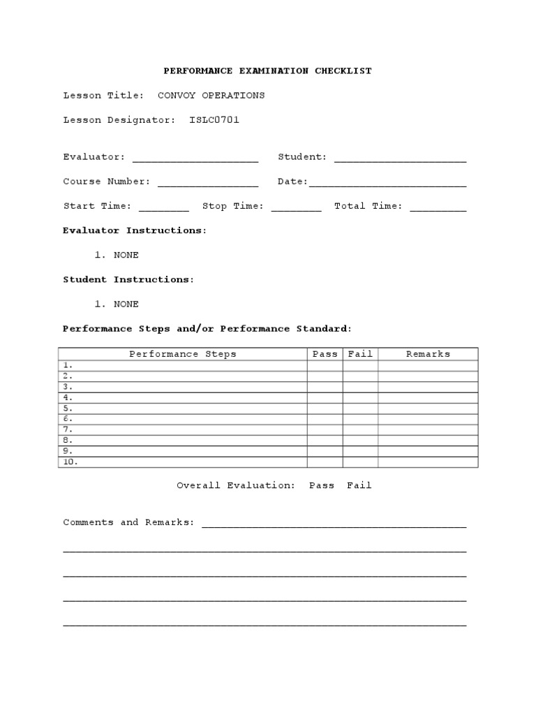 Convoy Checklist | PDF