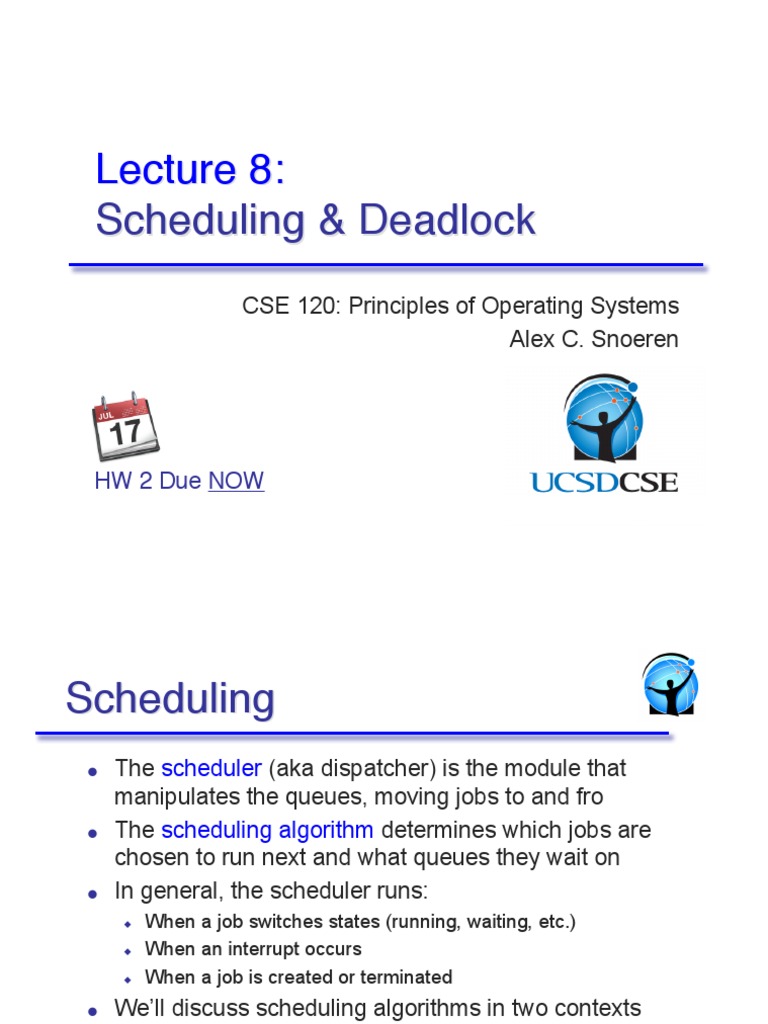 Scheduling and Deadlock | Download Free PDF | Scheduling (Computing) | Operating System Technology