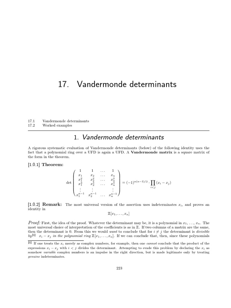 Vandermonde Determinant Analysis | PDF | Determinant | Polynomial