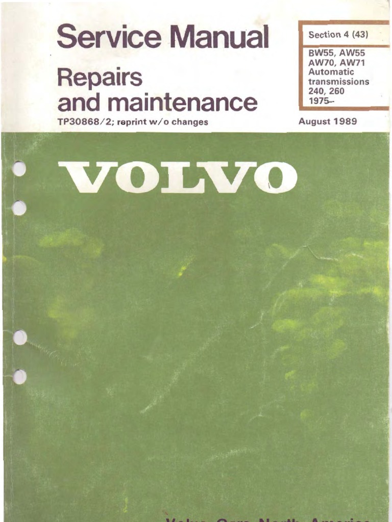 Volvo Aw71 Manual | PDF | Automatic Transmission | Transmission (Mechanics)