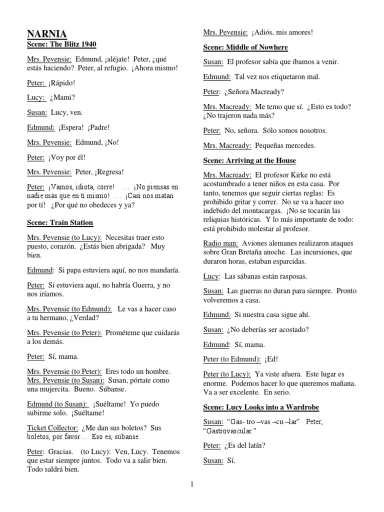 Las Cronicas de Narnia el Leвn, la Bruja y el ropero (Movie Script) | PDF