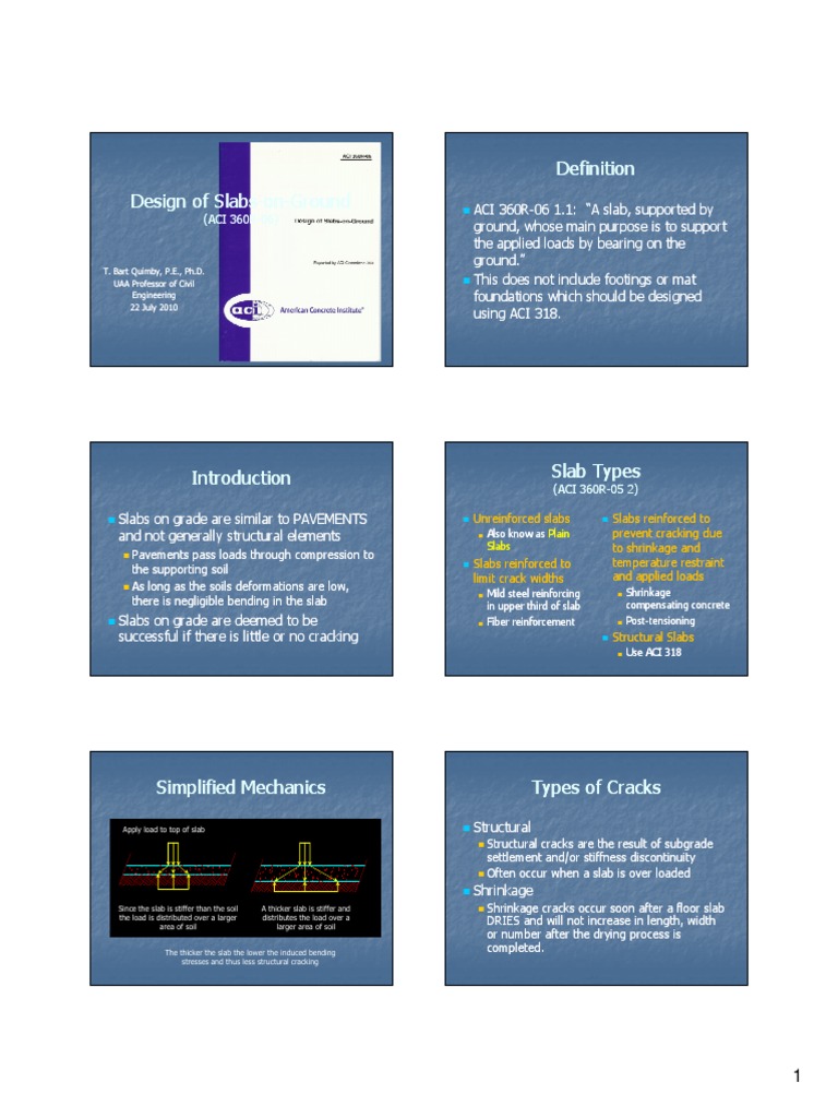 SlabsOnGrade - Ppthandout ACI 360 | PDF | Strength Of Materials | Concrete