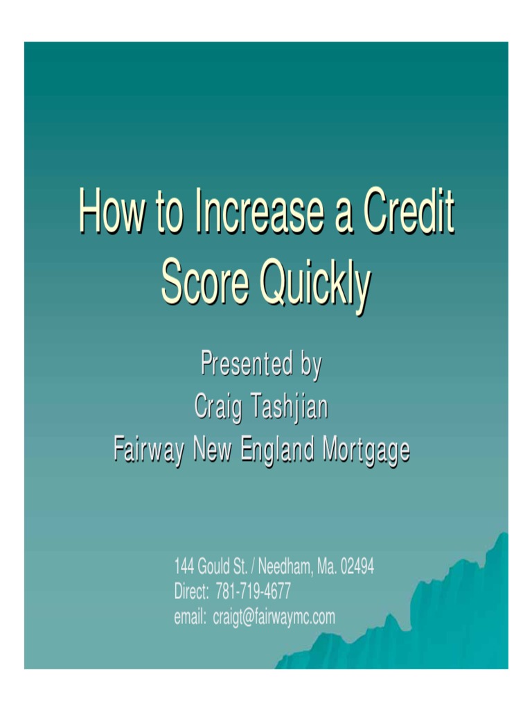 How To Increase A Credit Score Quickly | PDF | Credit Score | Loans