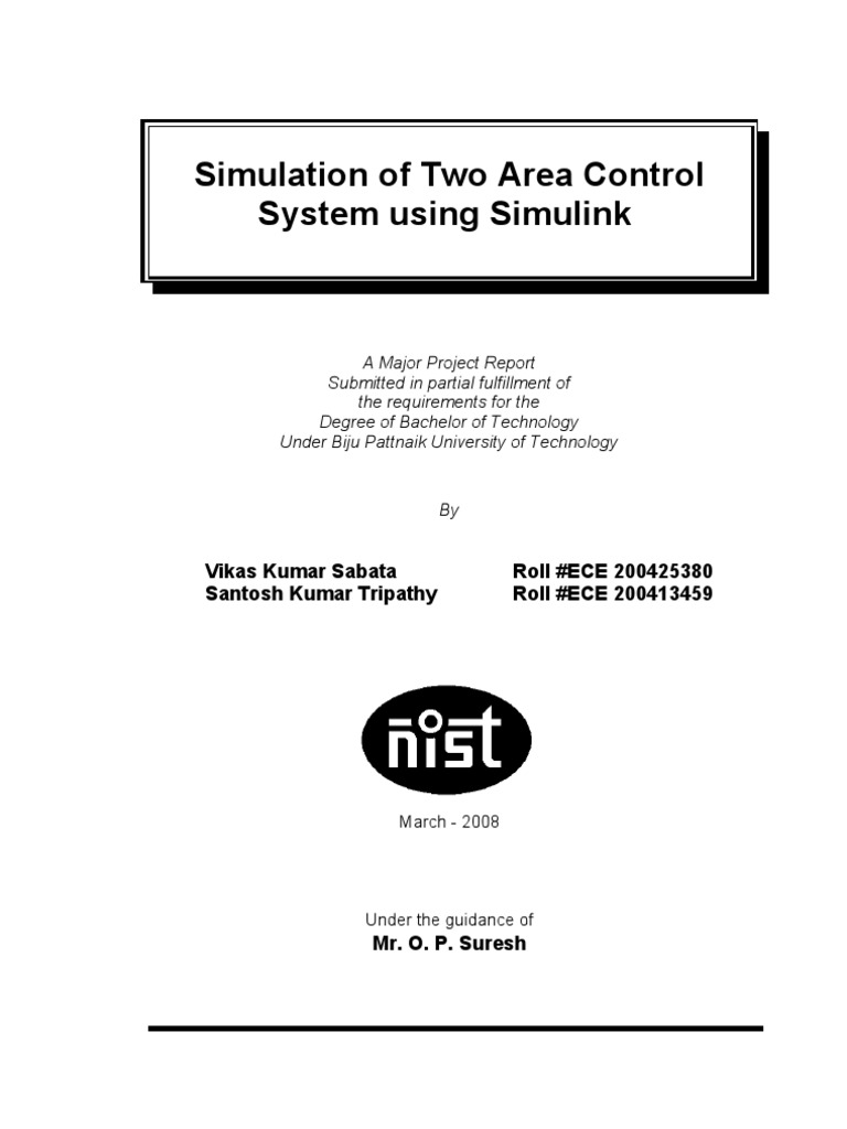 Simulation of Two Area Control System Using Simulink | PDF | Mathematical Model | Electric Power