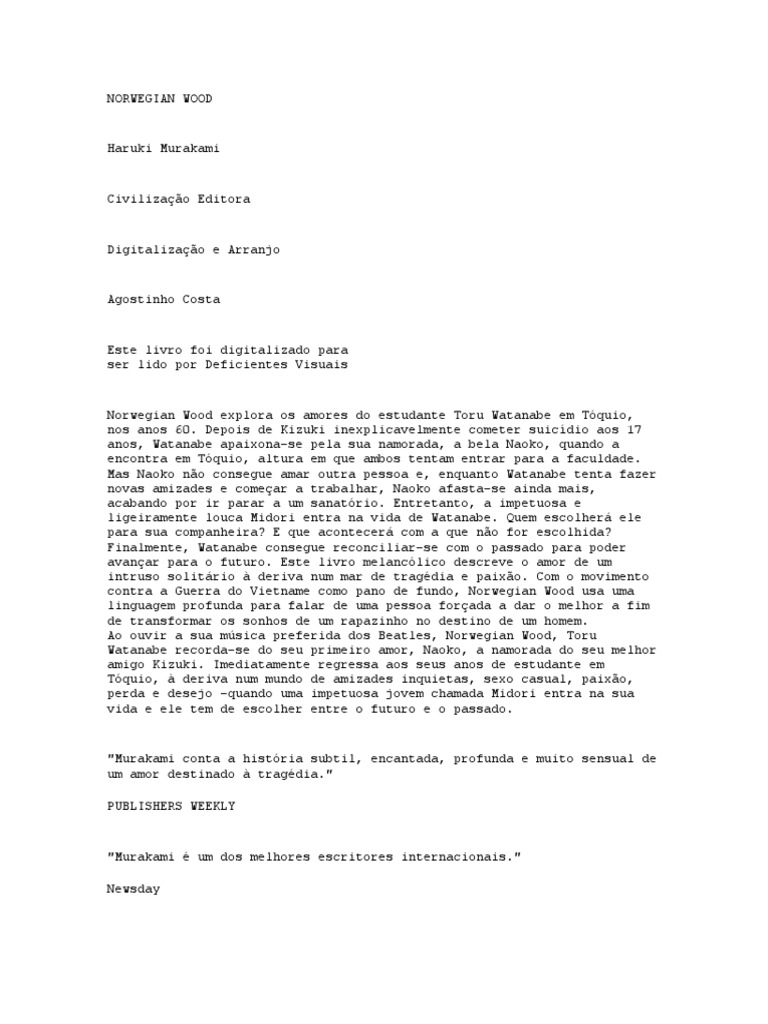Norwegian+Wood+ +Haruki+Murakami | PDF | Natureza