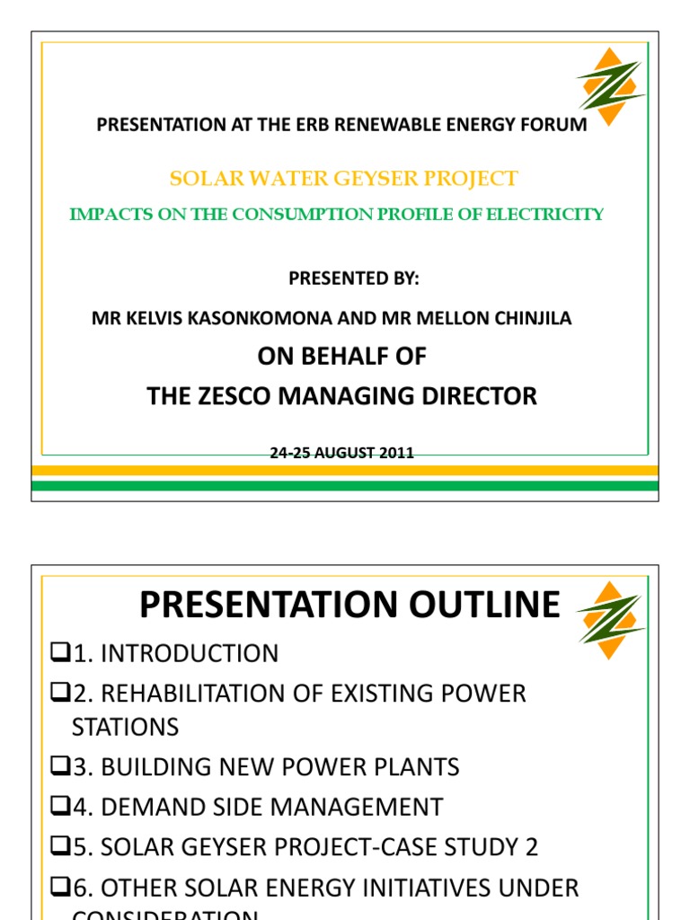 Zesco Solar Gyser Project | PDF | Renewable Energy | Power Station