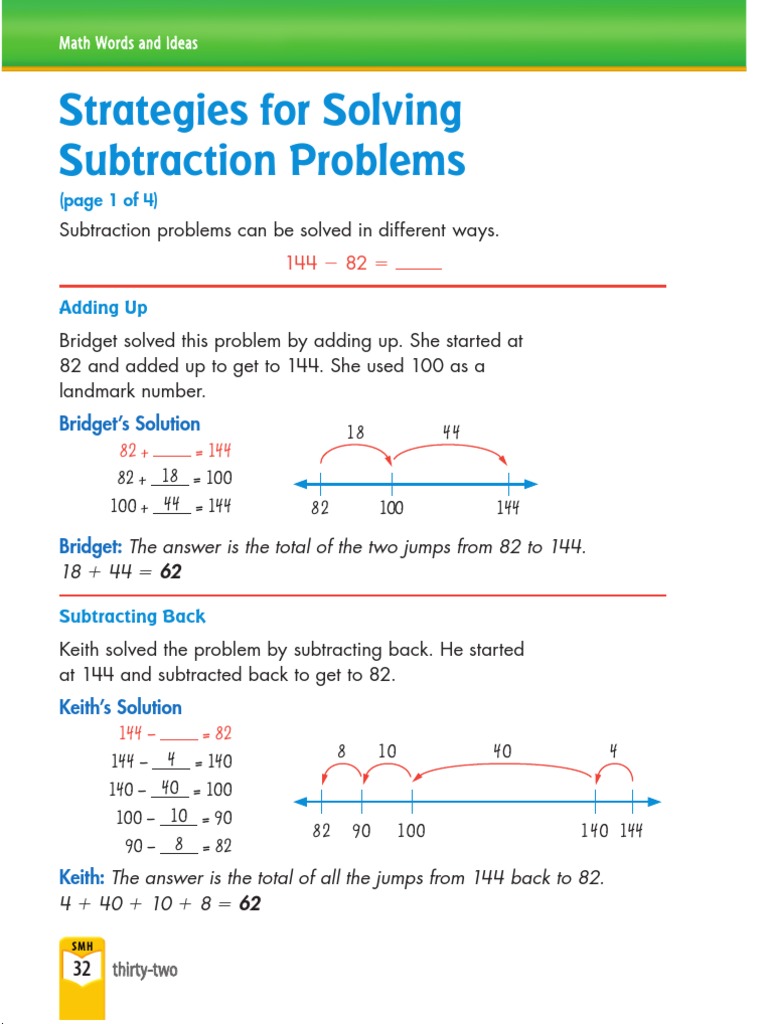 Subtraction Problem-Solving Strategies | PDF | Teaching Mathematics ...