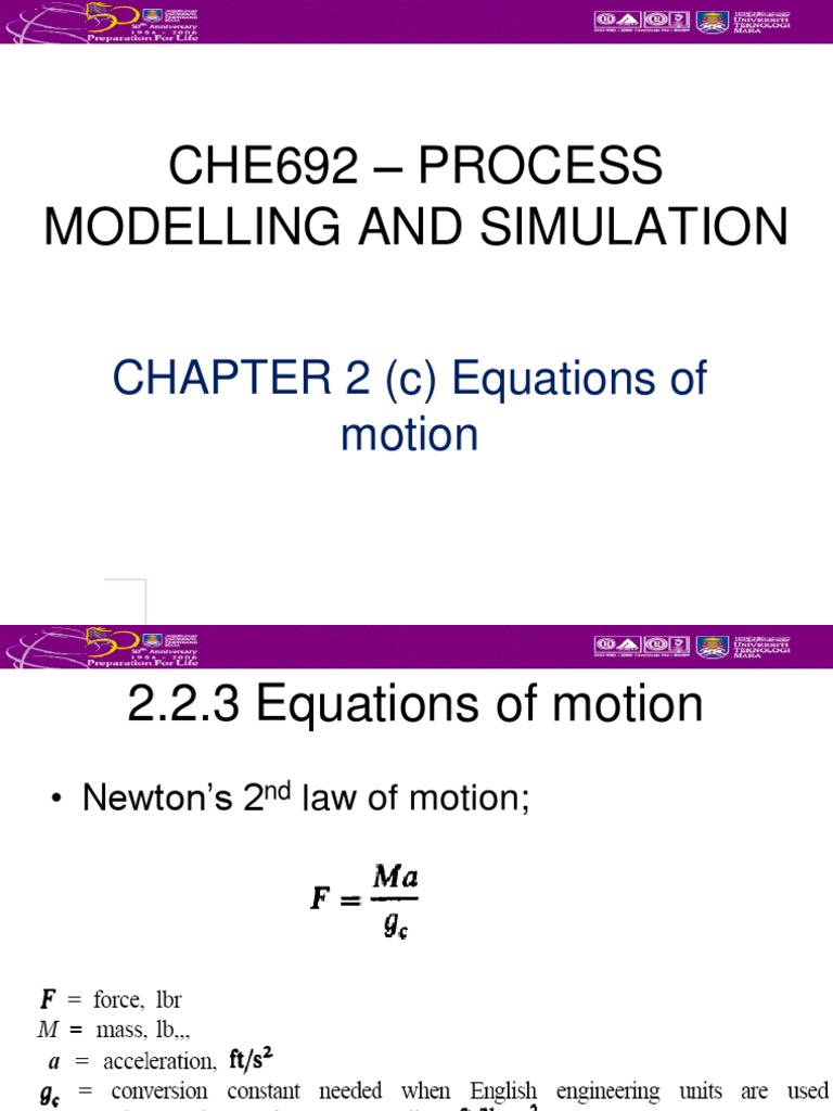 Process Modelling: Equations of Motion | PDF
