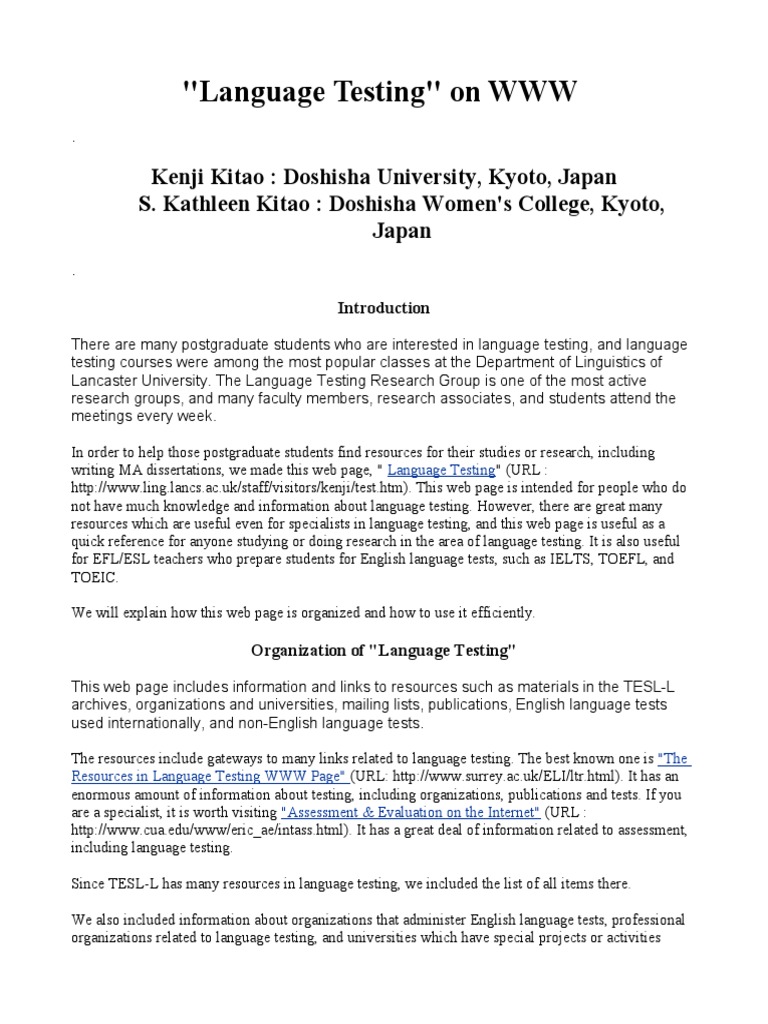Language Testing | PDF | World Wide Web | Internet & Web