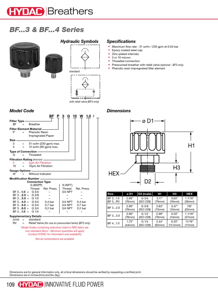 Hydac Air Breather Filter | PDF | Filtration | Valve