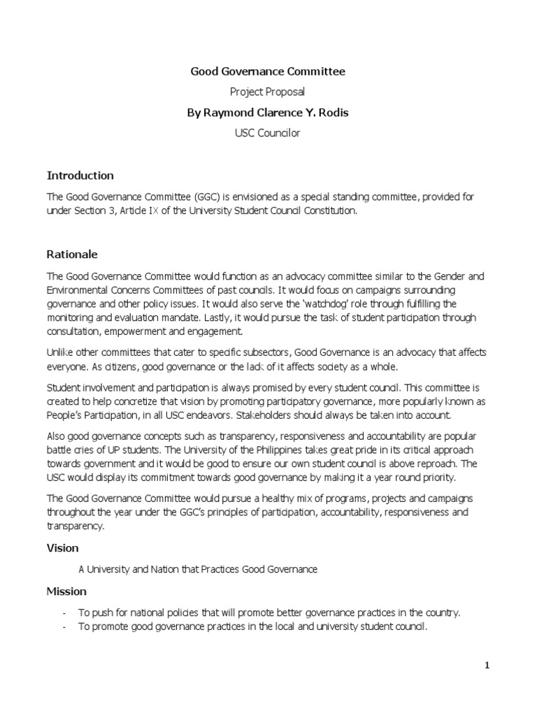 Good Governance Committee Proposal C/o Councilor Raymond Rodis | PDF ...