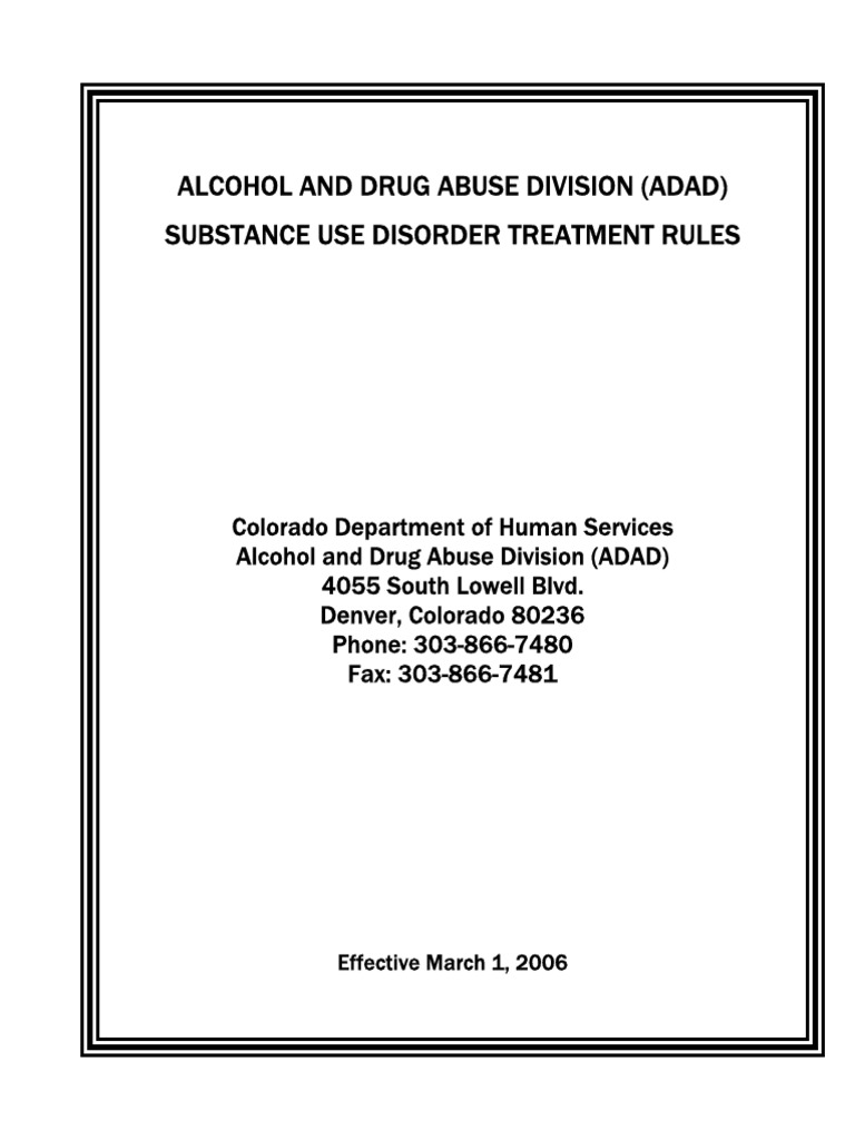 Alcohol and Drug Abuse Division (ADAD) Substance Use Disorder Treatment ...