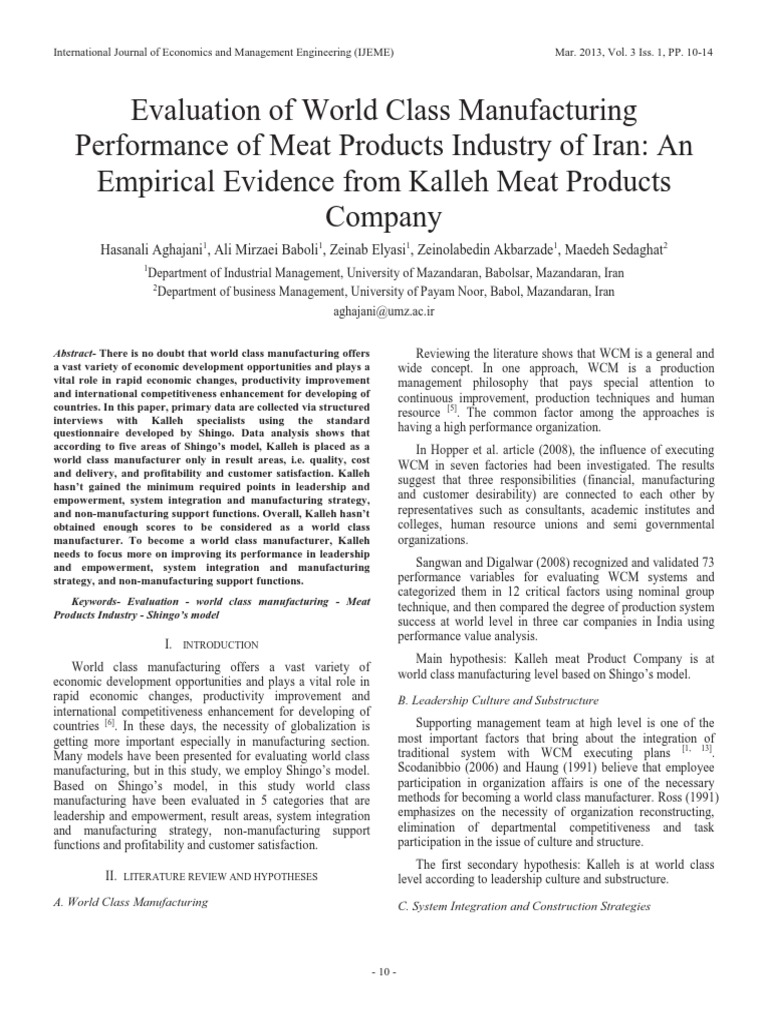 Evaluating World Class Performance Measurement | PDF | Profit ...