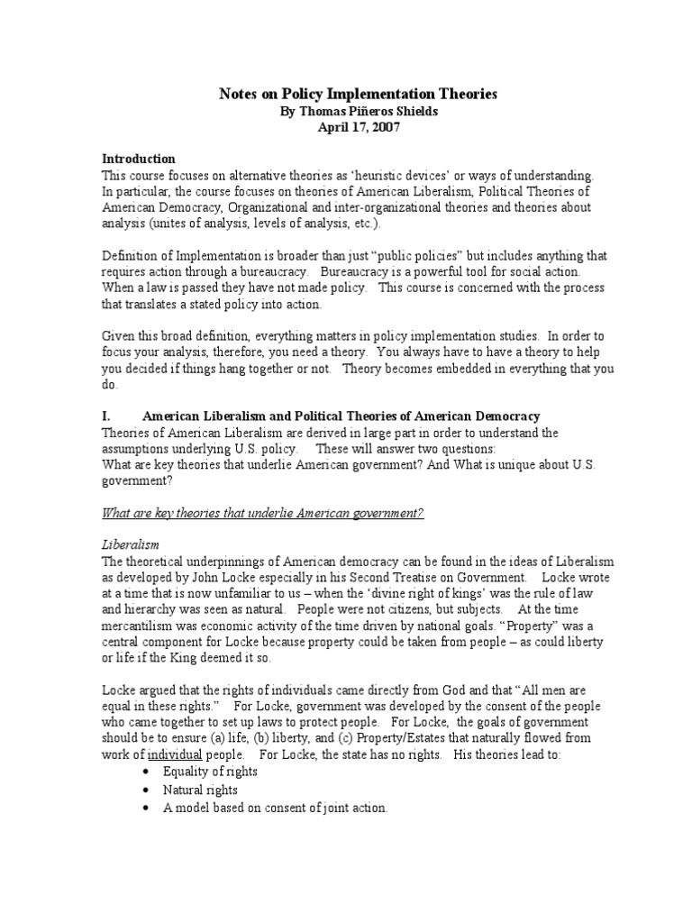 Policy Implementation Theories | Download Free PDF | Bureaucracy ...