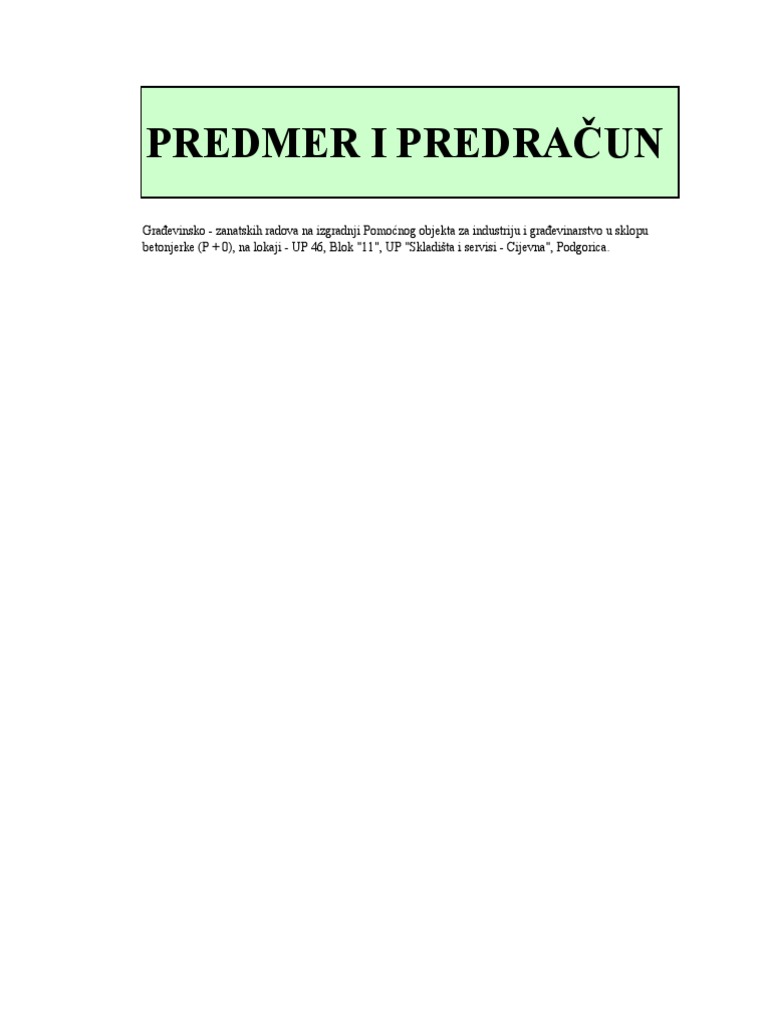 Predmjer I Predracun | PDF