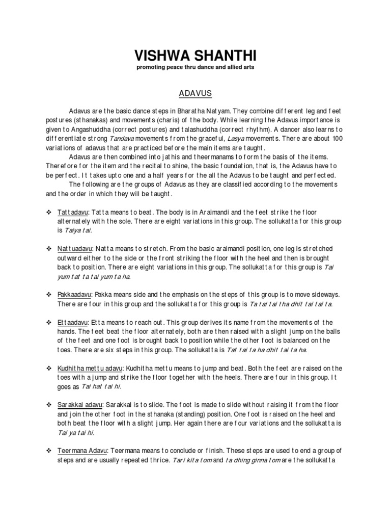 Adavu | PDF | Performing Arts | Dances