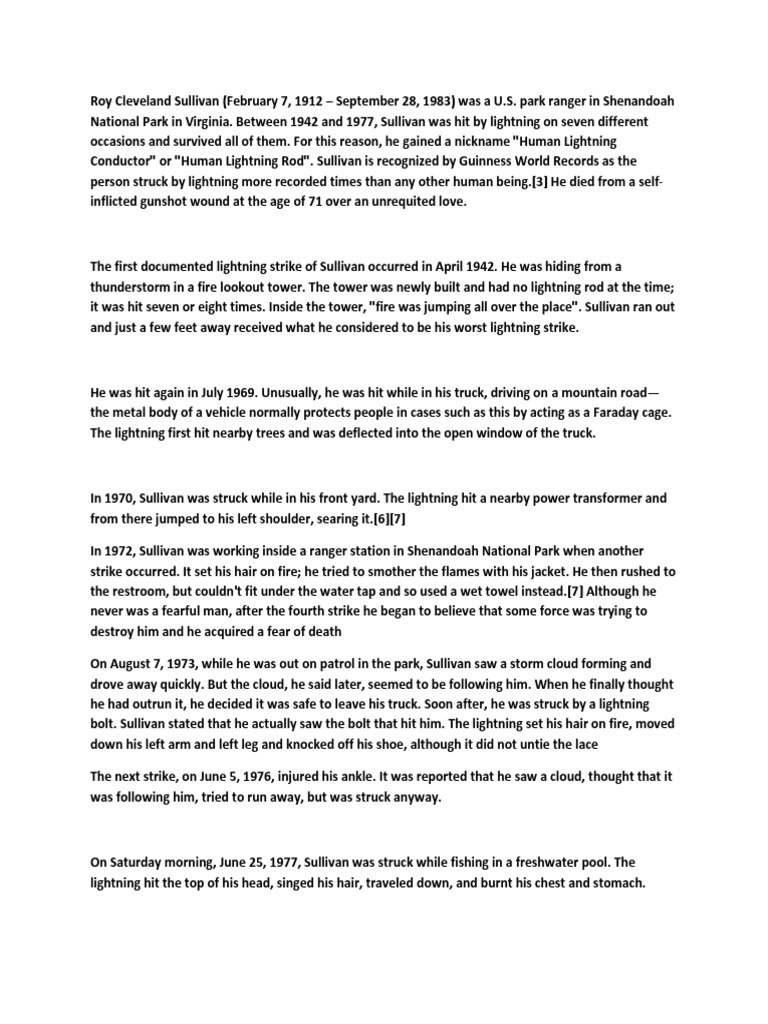 Roy Cleveland Sullivan | PDF | Lightning | Weather