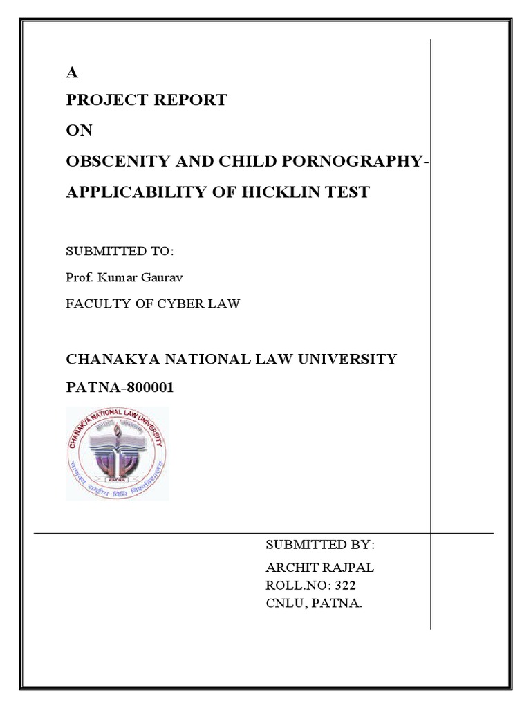 Obscenity and Child Pornography - Applicability of Hicklin Test | PDF ...