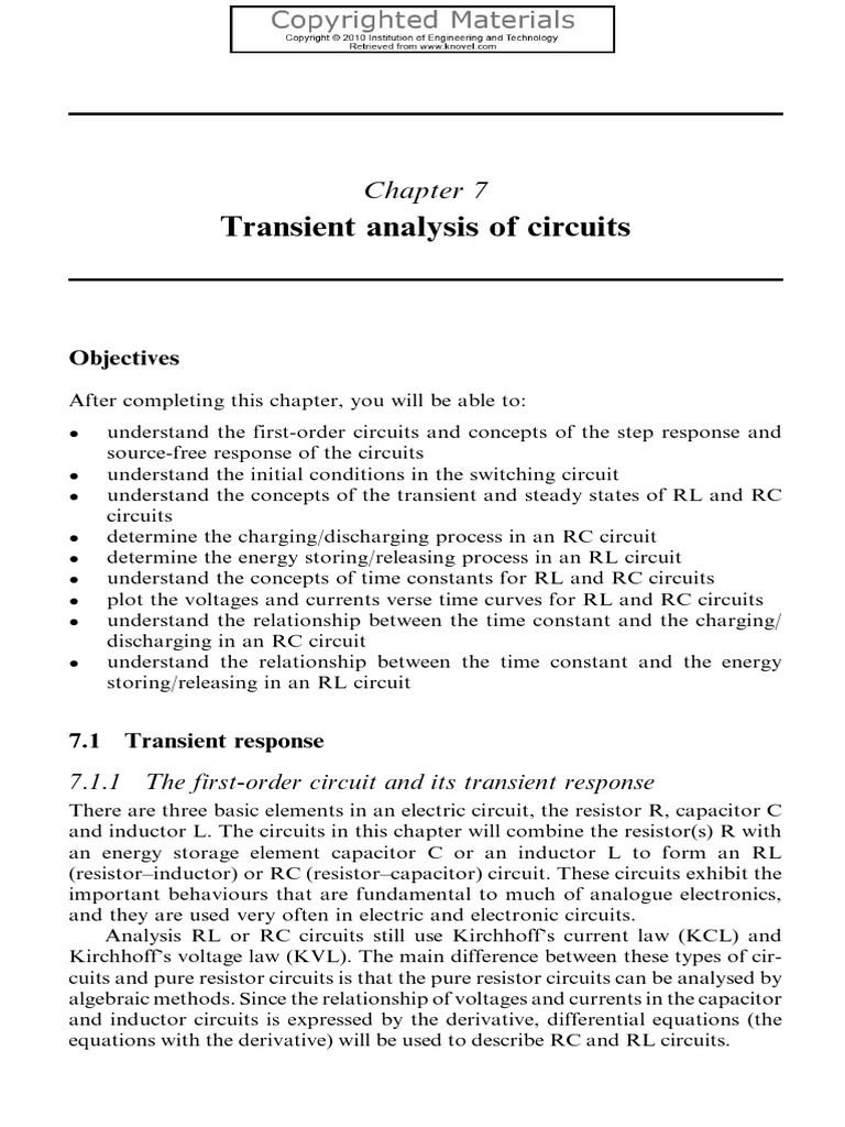 Transient Analysis of Circuits | PDF | Electrical Network | Capacitor