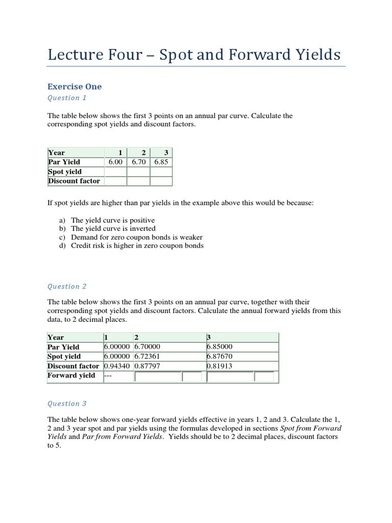 Calculating Par and Spot Yields | PDF